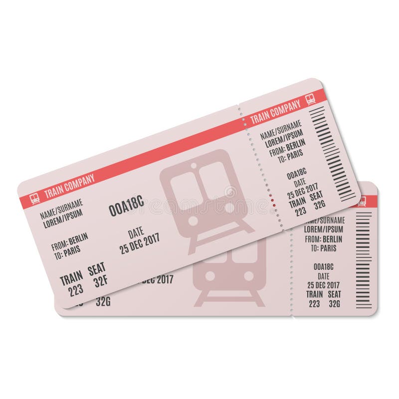 Train Tickets. Travel Concept. Isolated On White. Vector Stock Vector ...