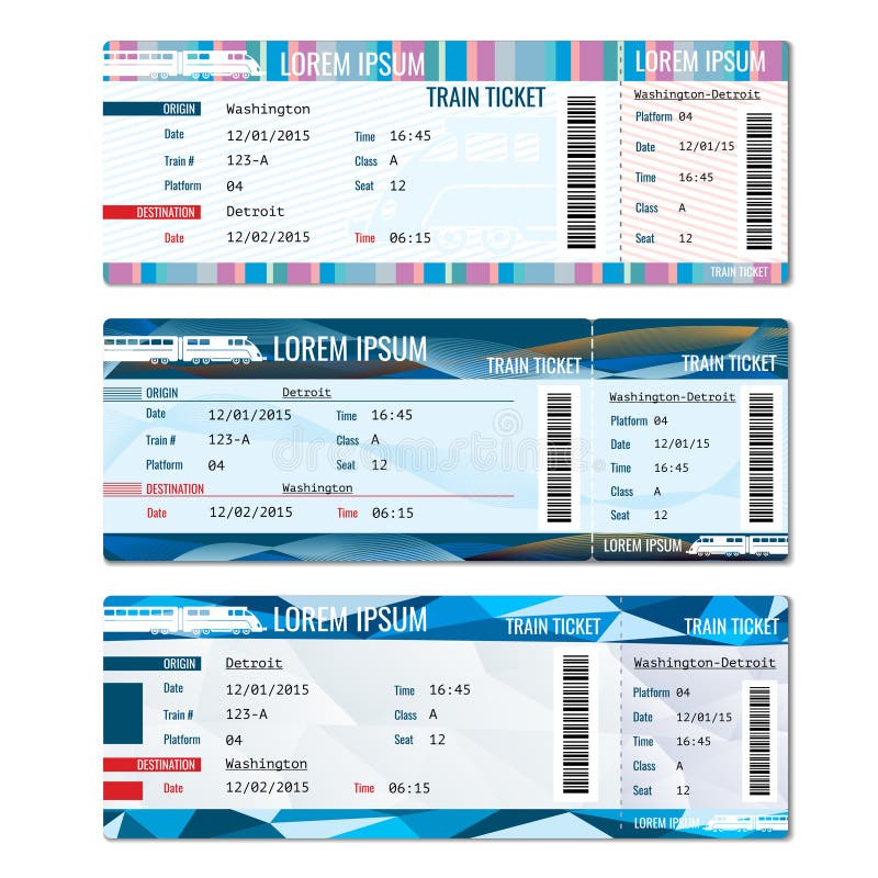 Train tickets vector set stock vector. Illustration of platform - 65801204
