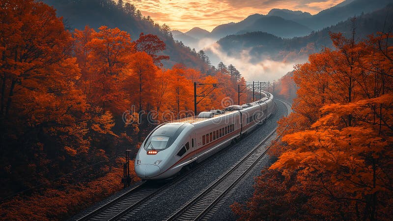 A train to late autumn stock illustration. Illustration of vehicle ...