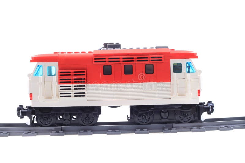 Train Toy Build from Lego Parts Isolate on the White Background ...