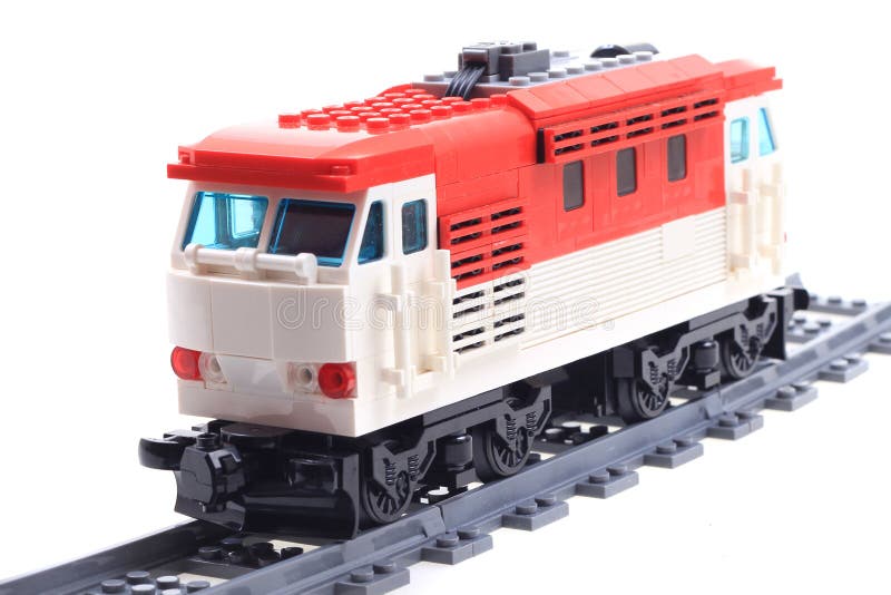 Train Toy Build from Lego Parts Isolate on the White Background ...