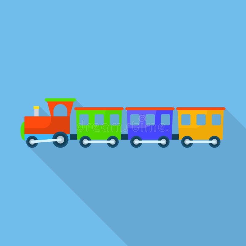 Train Toy with Shadow Icon, Flat Style Stock Vector - Illustration of ...