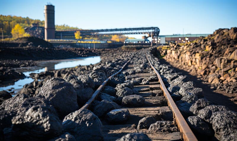 Train Track with Bridge in Background Stock Image - Image of background ...