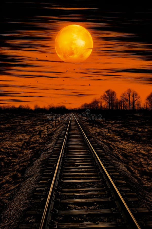 117 Train Track Full Moon Stock Photos - Free & Royalty-Free Stock ...