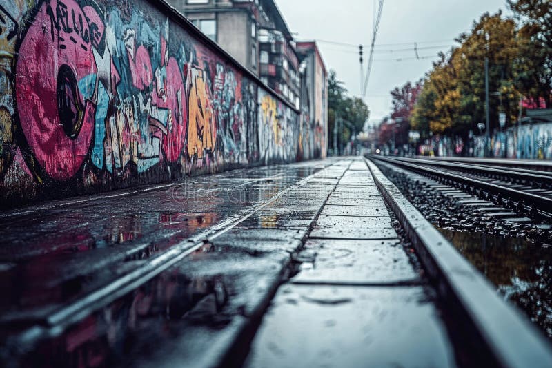 Train Track Graffiti stock image. Image of abandoned - 376703077