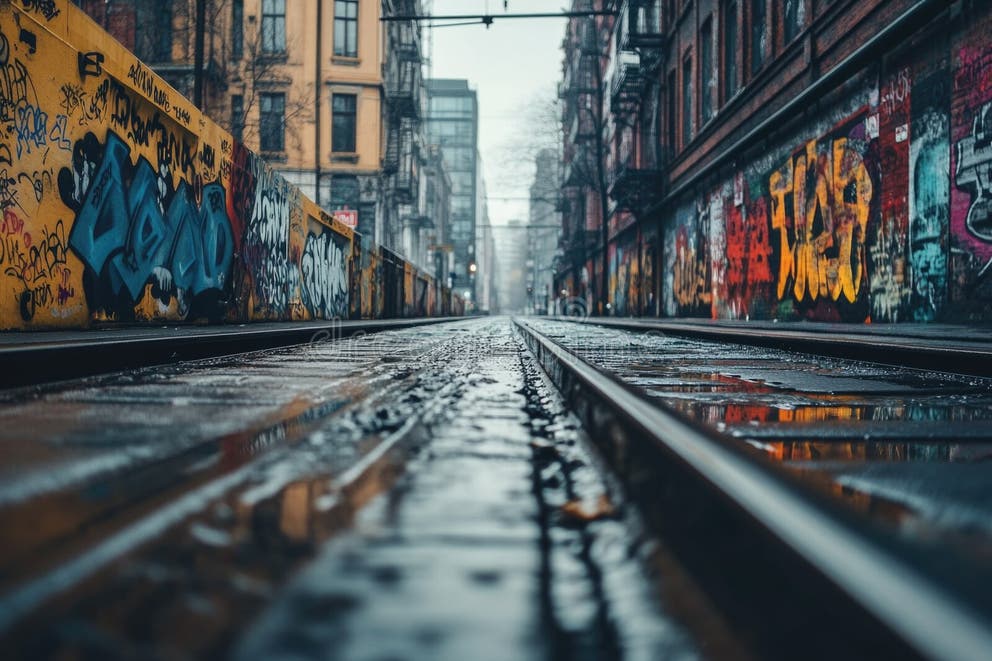 Train Track Graffiti stock photo. Image of urban, society - 376479018