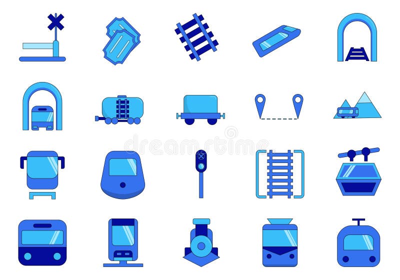 Train Track Icon Element Set Stock Illustration - Illustration of flat ...