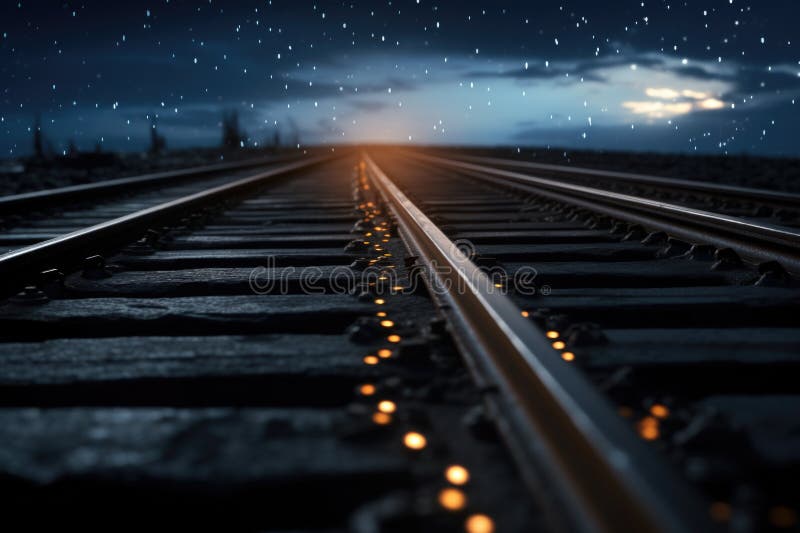 A Train Track with a Light at the End. Suitable for Transportation ...