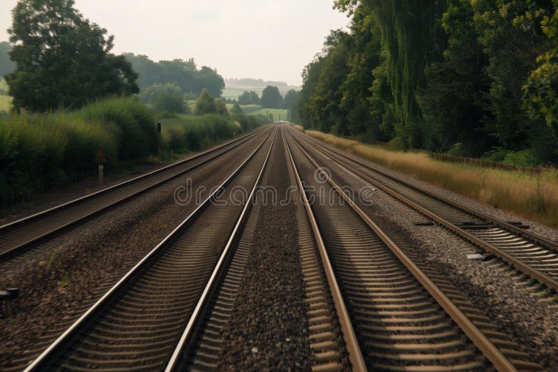 A Train Track with a Long, Empty Section of Track Stock Illustration ...