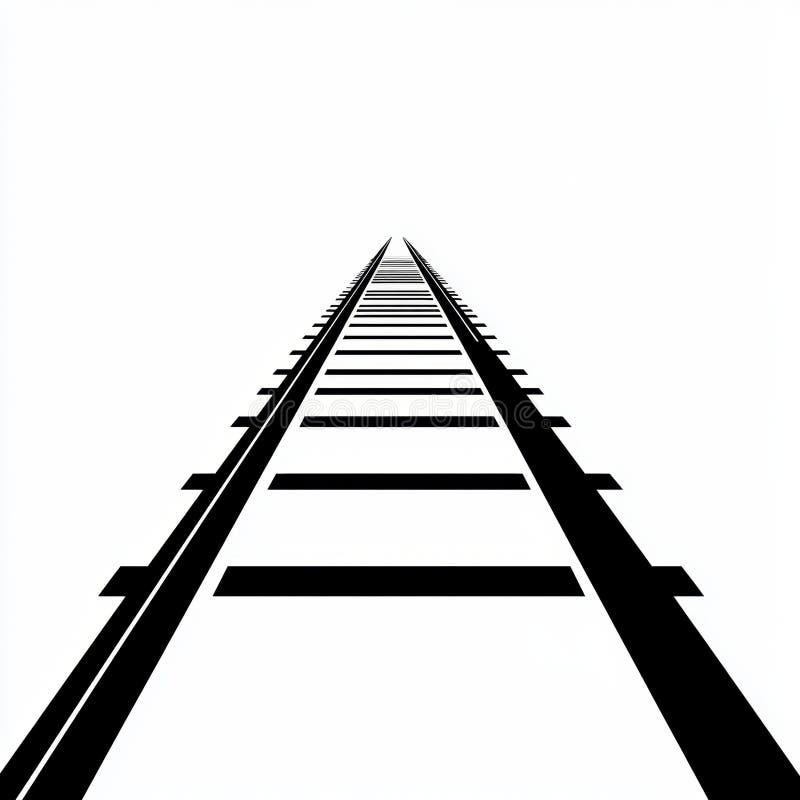 Train Track with a Long Line of Black and White Train Tracks Stock ...