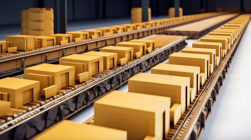 Train Track with Lot of Boxes on it. Generative AI Stock Illustration ...