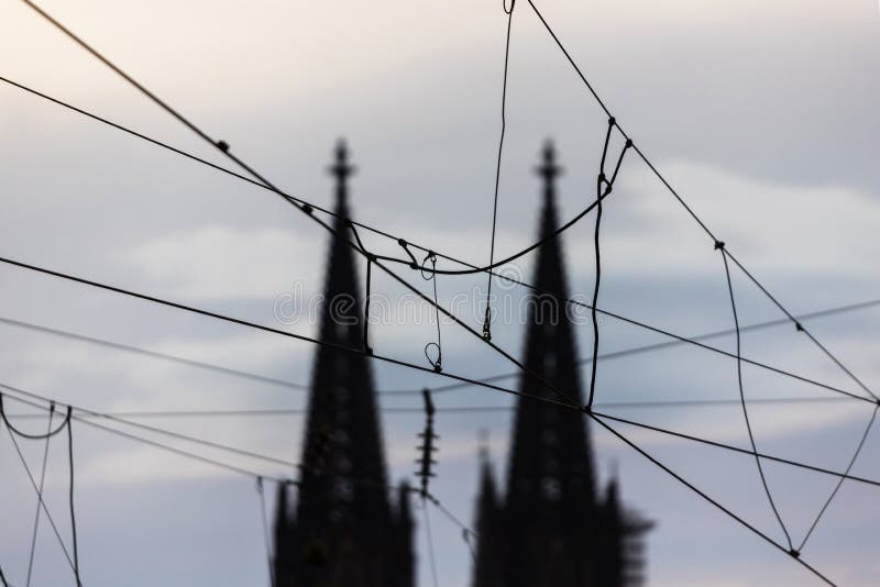 Train Track Overhead Line and Dom of Cologne Stock Image - Image of ...