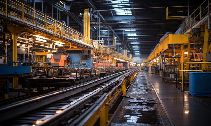 Train Track Inside Large Building Stock Image - Image of goods, cargo ...
