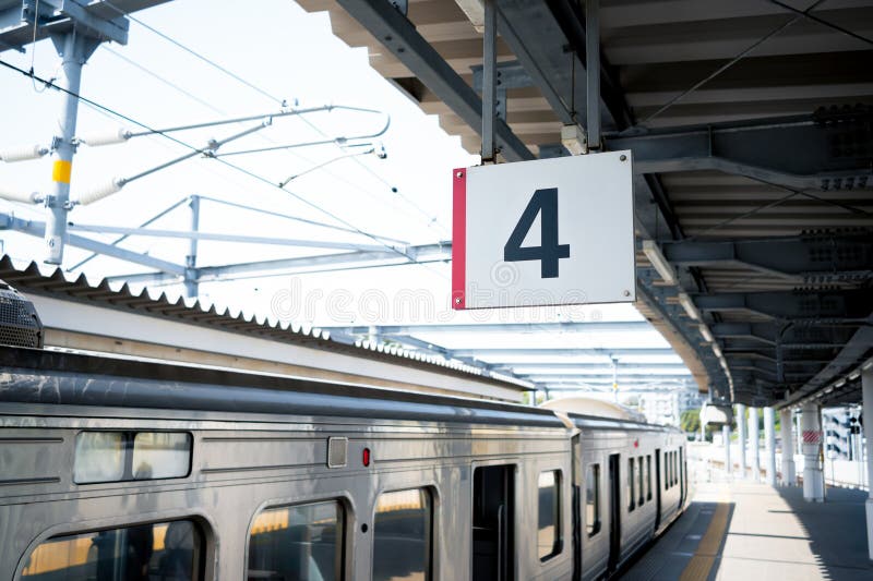 Train Track Platform Number Sign Stock Photo - Image of transportation ...