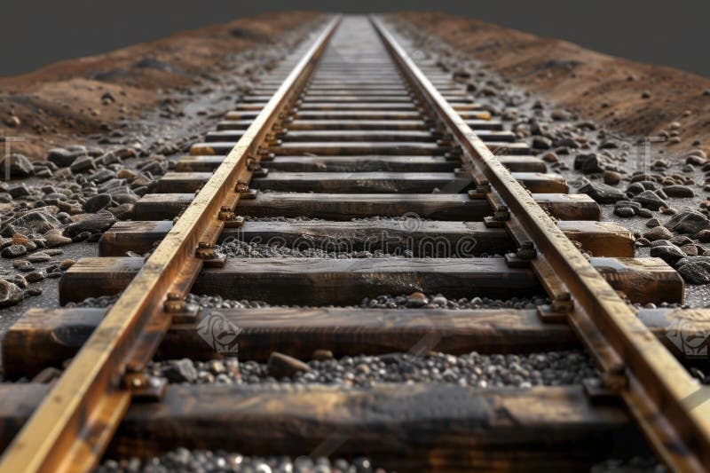 Train Track with Rocks and Gravel. Suitable for Transportation and ...