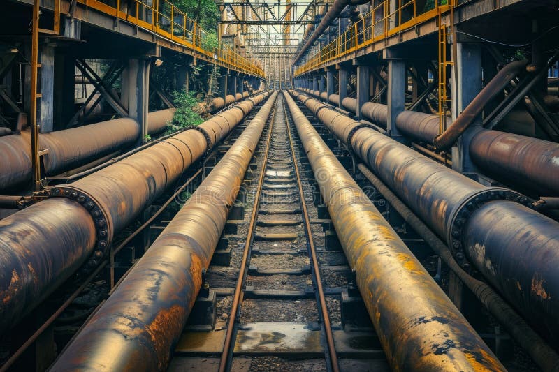A Train Track Running through a Complex Network of Pipes, Massive ...