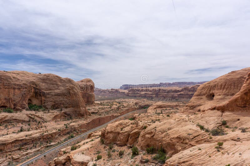 Train Track Running through Valley in Utah Desert Stock Image - Image ...