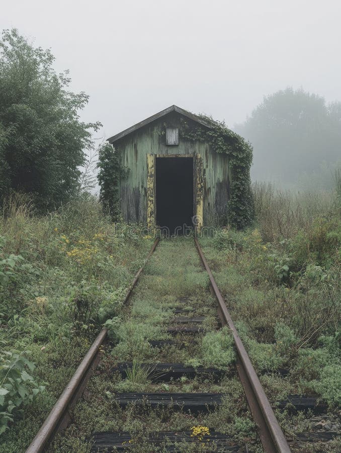 Train Track with Shack stock image. Image of peaceful - 373310009