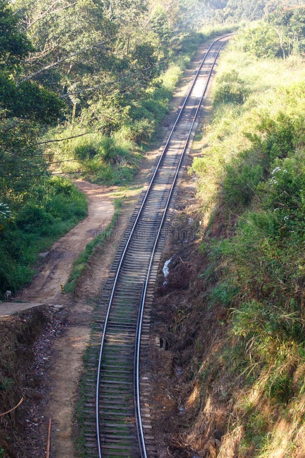 A Train Track is Shown in the Image, with a Hill in the Background ...