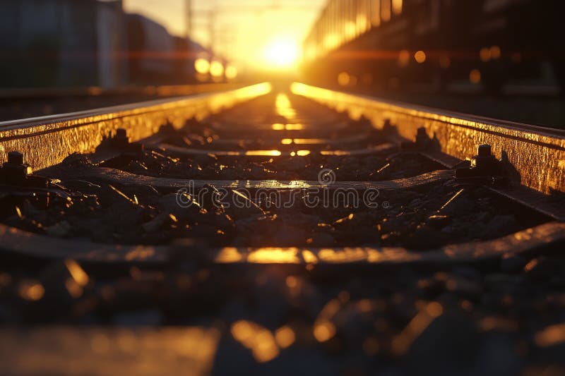Train Track Sunset stock image. Image of generated, scenic - 378561727