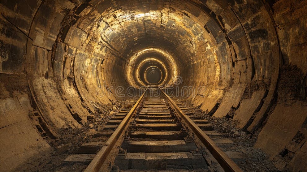 Train Track through Tunnel stock photo. Image of train - 378130024