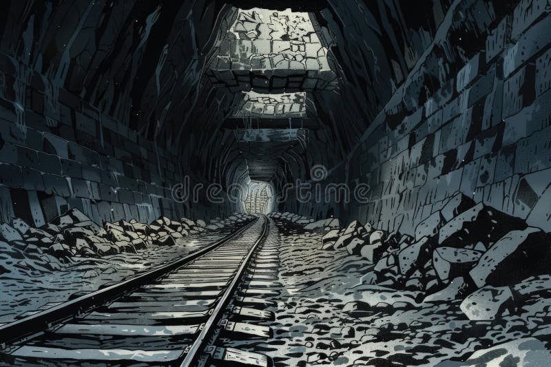 Train Track Tunnel with Rocks, Suitable for Transportation Industry ...