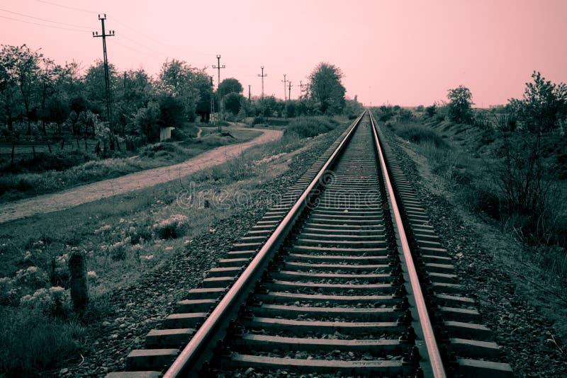 Train tracks abstract stock image. Image of distance, travel - 5088343