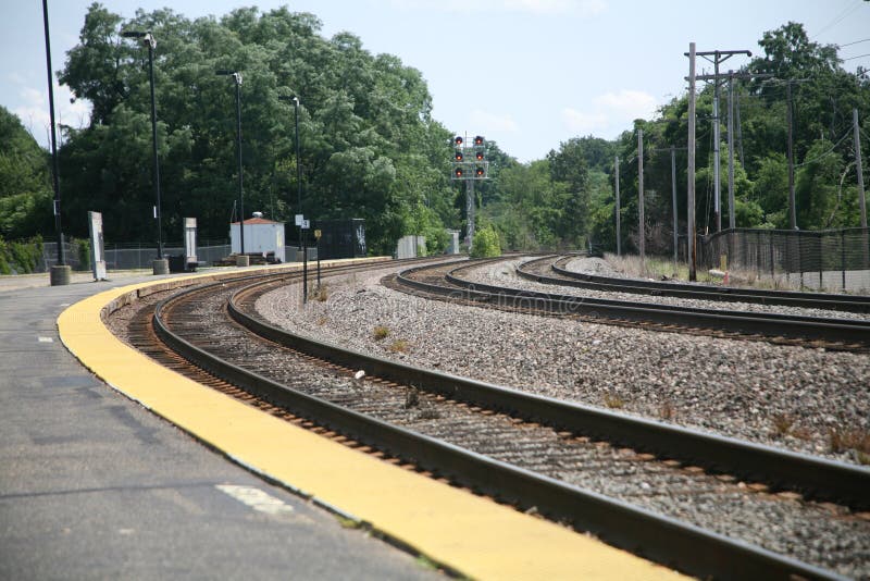 Train Tracks As Viewed from Station Platform Stock Image - Image of ...