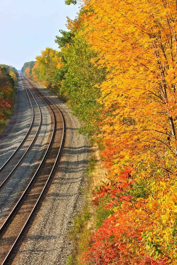 Train Tracks in Autumn stock photo. Image of travel, distant - 16439726