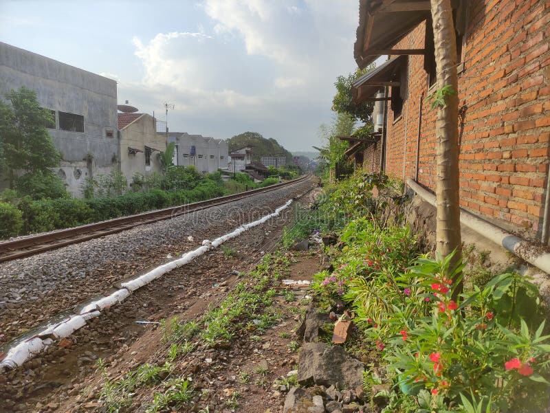 Train Tracks Behind the House Stock Photo - Image of plant, house ...