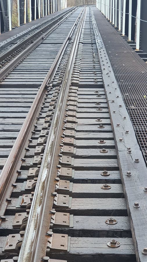 Train Tracks Bridge Beautiful Stock Image - Image of symmetry, bridge ...