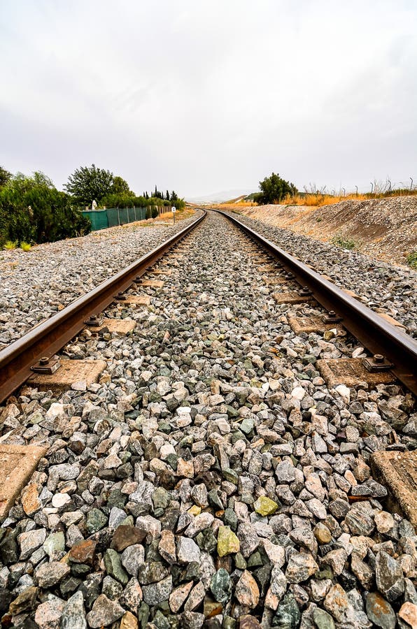 The Train Tracks are Covered in Gravel and Rocks Stock Photo - Image of ...