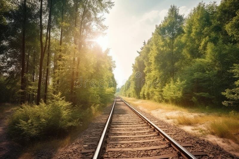 Train Tracks Crossing through Forest Landscape Stock Image - Image of ...