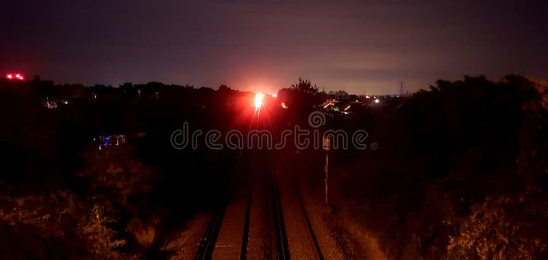 Train tracks in the dark stock photo. Image of tracks - 162794846
