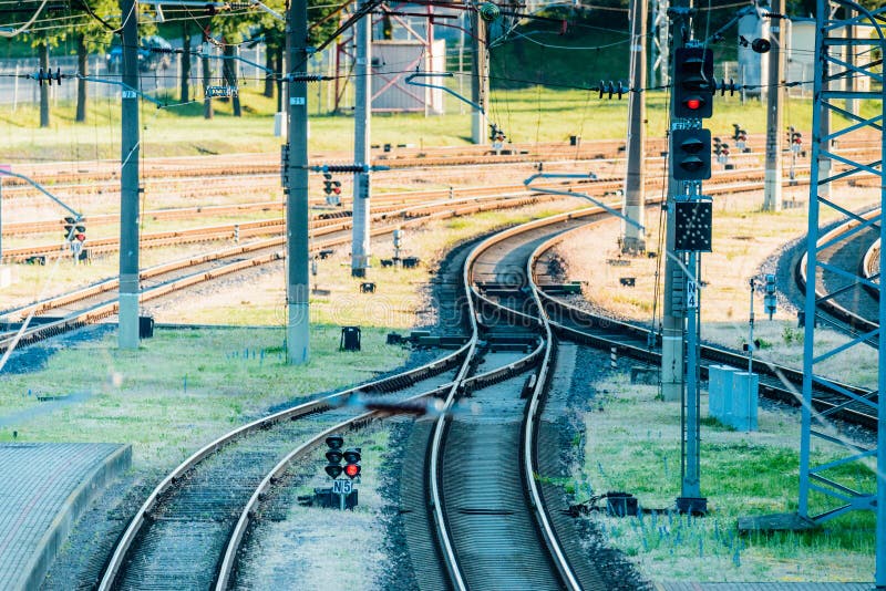 Train tracks daytime stock image. Image of steel, train - 221931547