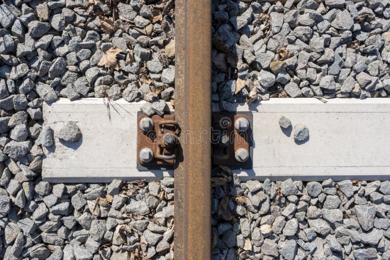 Train Tracks Detail from Above. Close Up Stock Photo - Image of ...