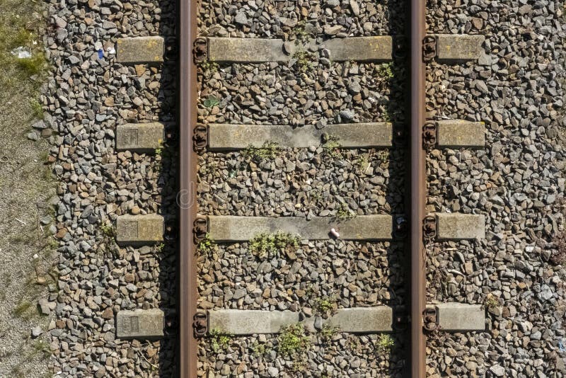 Train Tracks Detail from Above. Close Up Stock Image - Image of ...