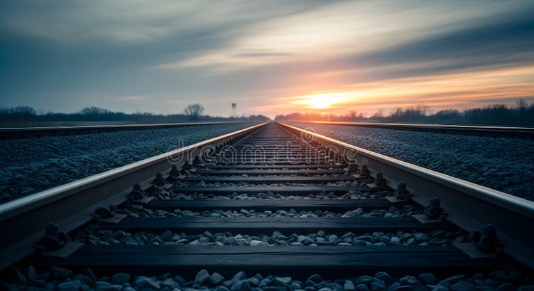 Train Tracks Detail Sunset Light in Studio Backdrop Low Contrast Stock ...