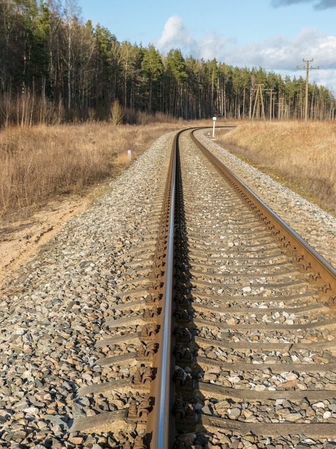 Train Tracks, Early Spring, Dry Grass Stock Image - Image of outdoors ...