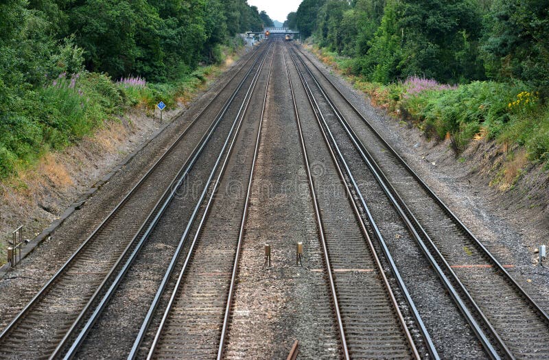 Train tracks stock image. Image of commuting, four, tracks - 75269525
