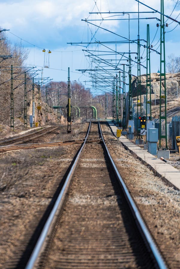 Train Tracks through an Industrial Area.. Stock Image - Image of ...