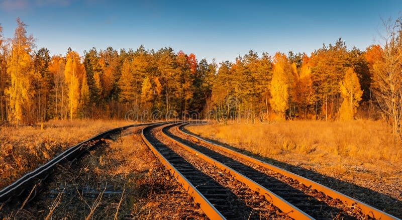Train Tracks in the Middle of a Forest in High Resolution Stock ...