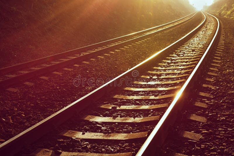 Train tracks stock image. Image of railroad, path, orange - 66392811