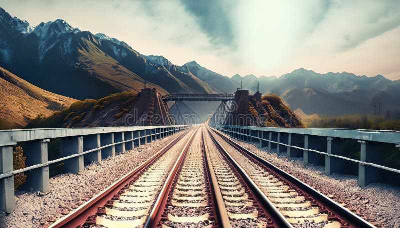 Train Tracks Pass through the Landscape Suitable Stock Illustration ...