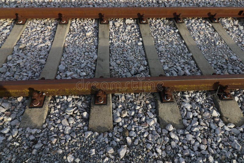 Train Tracks, Rail-train Infrastructure. Railway Close Up. Stock Image ...