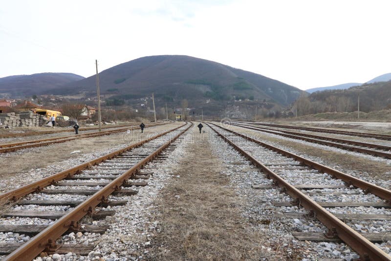 Train Tracks, Rail-train Infrastructure. Railway Close Up. Stock Image ...