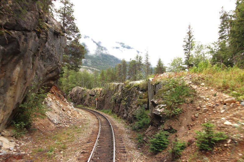 Train Tracks Running through a Mountain Range Stock Image - Image of ...