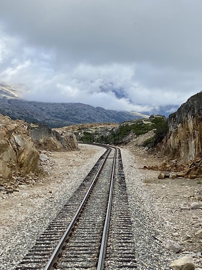 Train Tracks Running through a Mountain Range Stock Photo - Image of ...