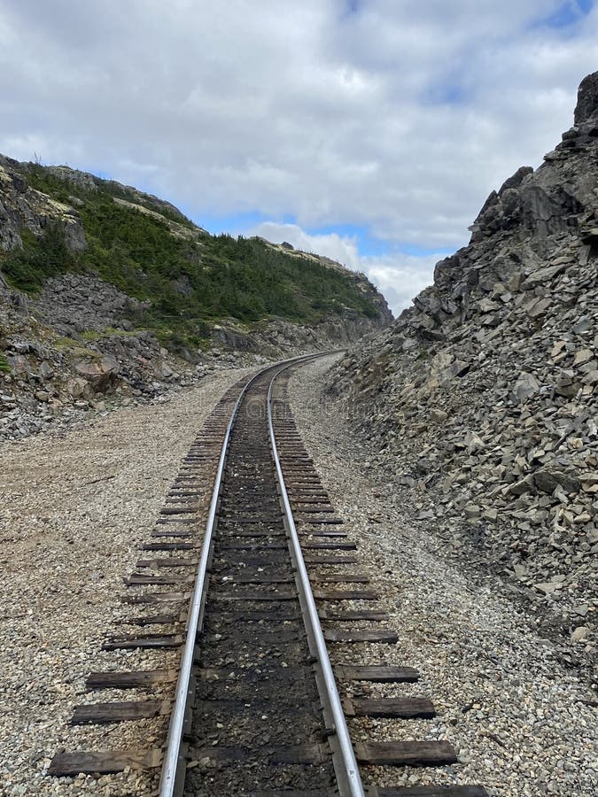 Train Tracks Running through a Mountain Range Stock Image - Image of ...