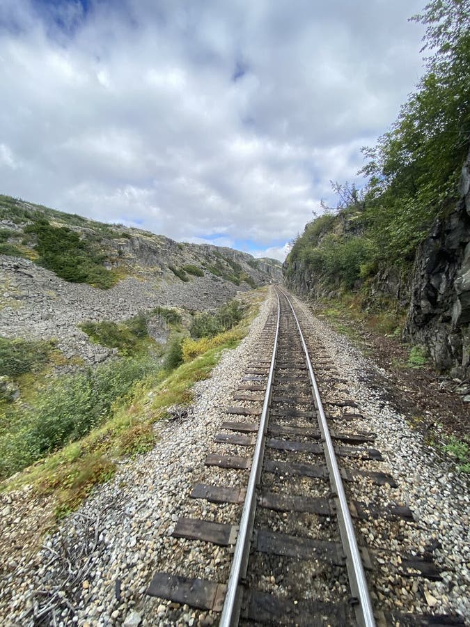 Train Tracks Running through a Mountain Range Stock Image - Image of ...
